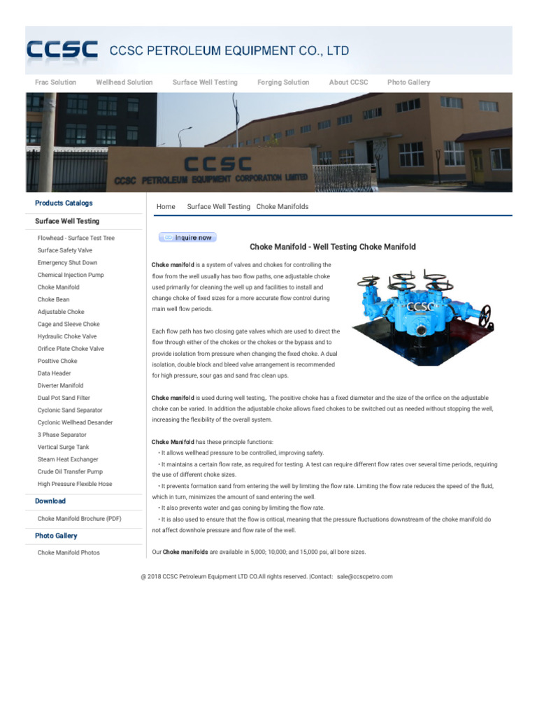 Choke Manifold - Well Testing Choke Manifolds | PDF | Valve | Gas ...
