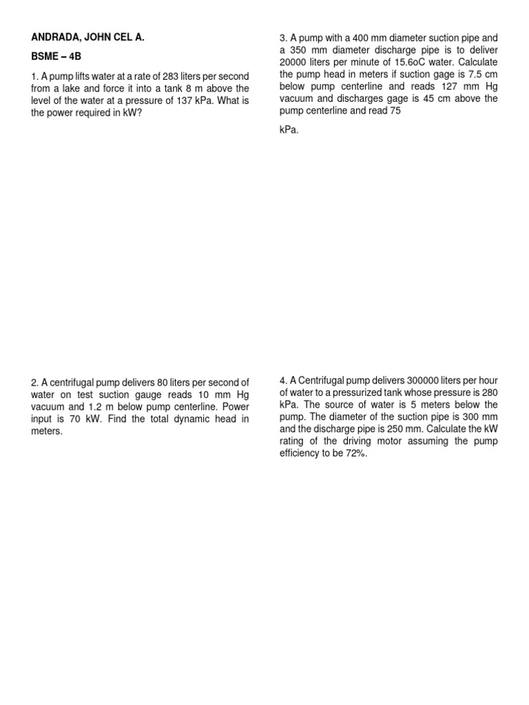 mLAB QUIZ | PDF | Pump | Pressure