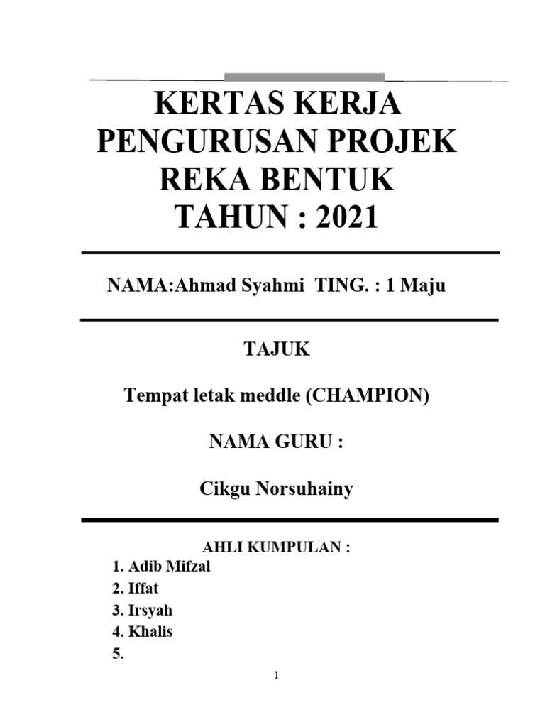 KERTAS KERJA RBT BAB 2 Ting 1 (CHAMPION) | PDF