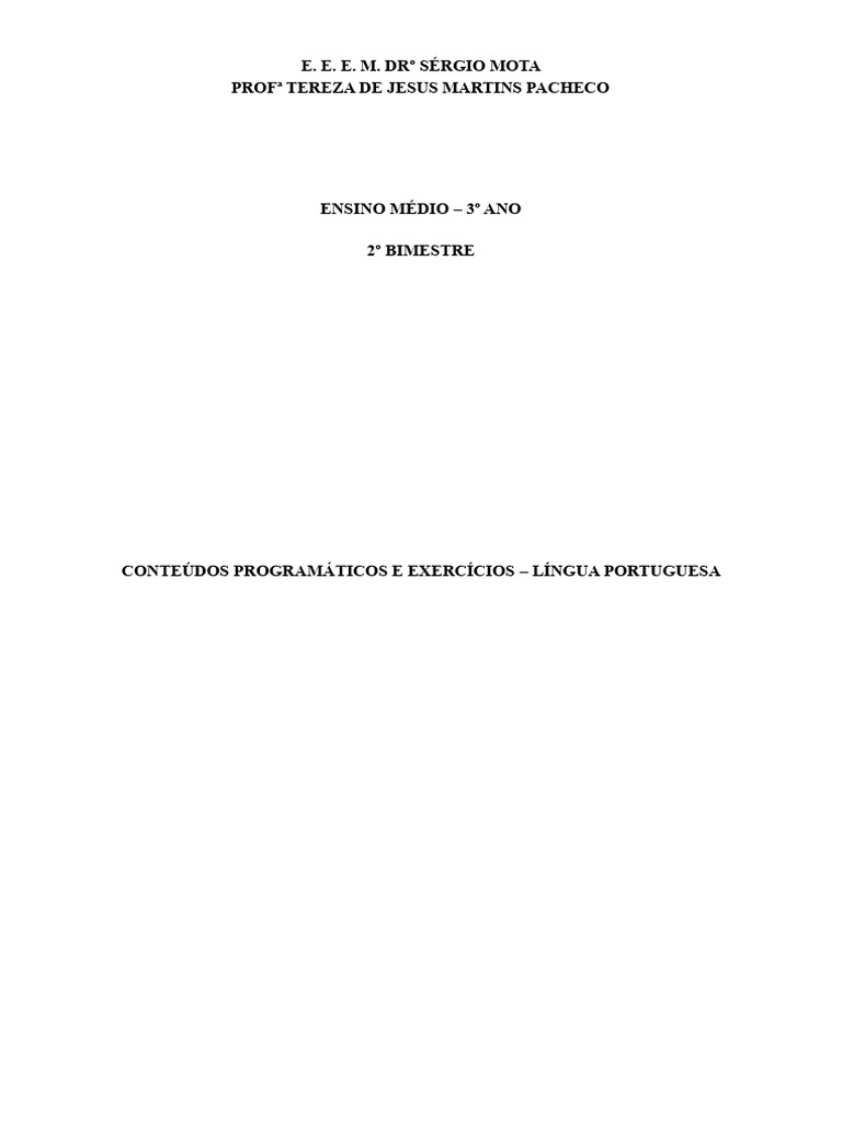 Conteúdos e Exercícios - LP 2 | PDF