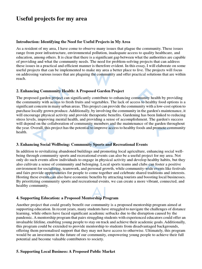 Community Projects for Local Improvement | PDF | Community | Mentorship