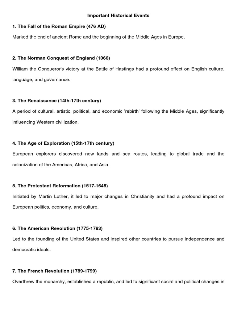 Important Historical Events | PDF | The United States | Political Science