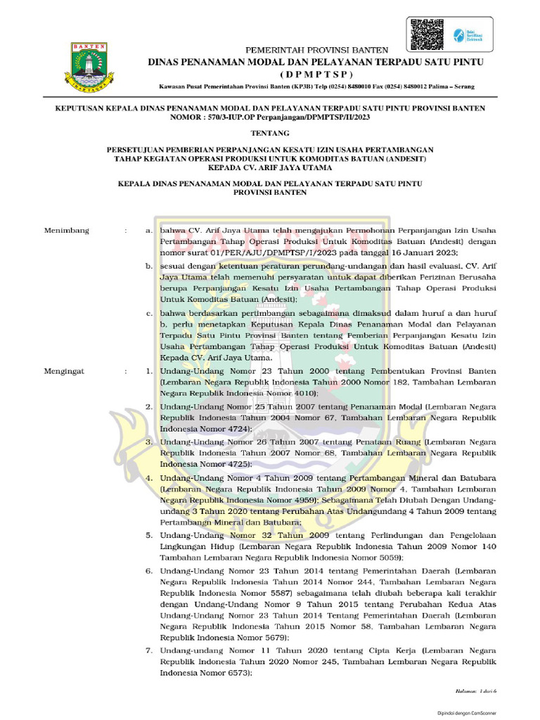 Ijin Usaha Tambang P Halim | PDF