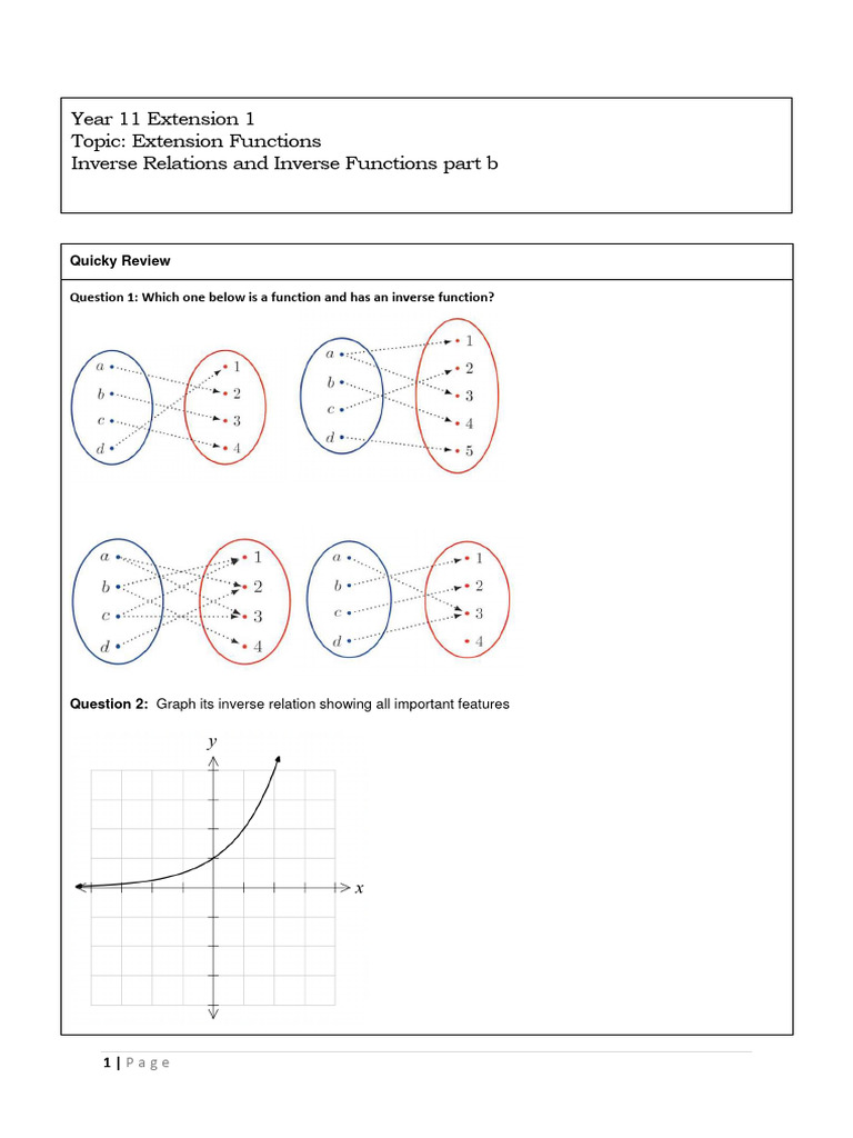 Inverse Relations and Inverse Functions Part B | PDF | Function (Mathematics) | Mathematical ...