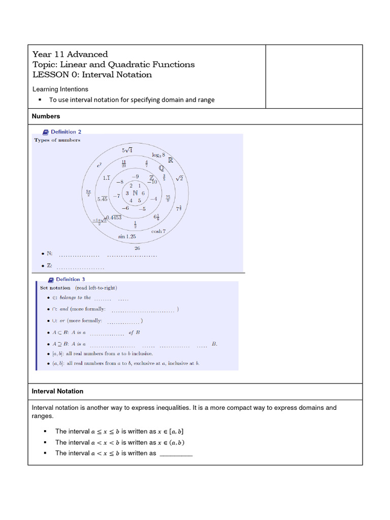 Interval Notation | PDF