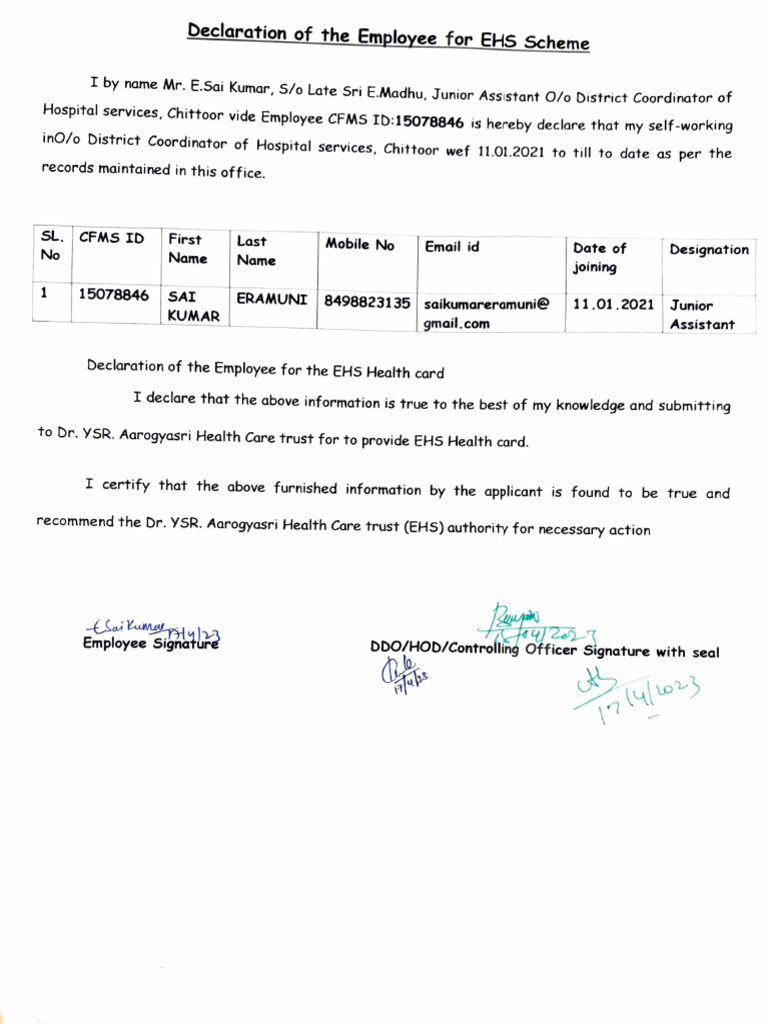 Declaration: Employee | PDF