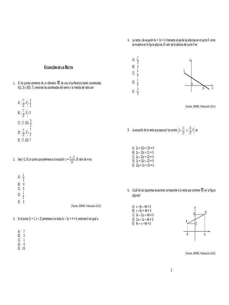 Ecuación de la recta con pendiente m=2 | PDF | Línea (geometría ...