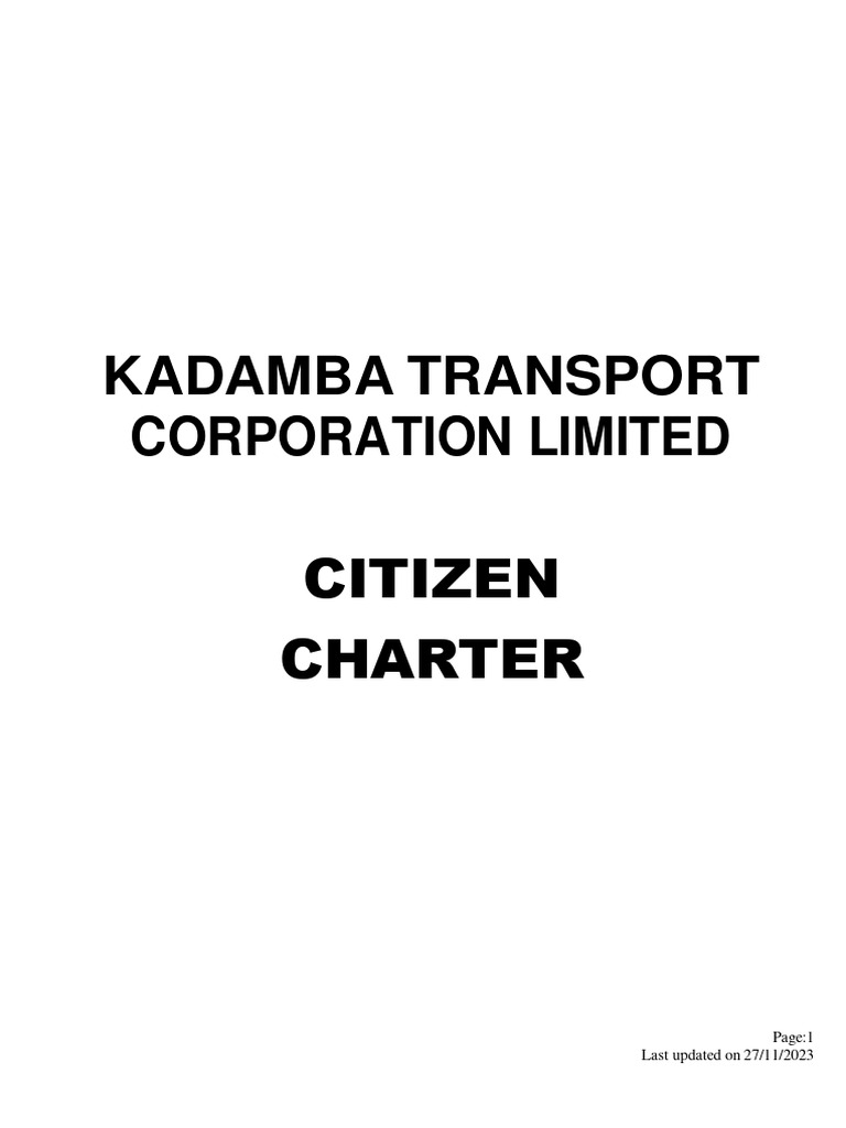 Kadamba Transport Citizen Charter | PDF | Transport | Public Transport