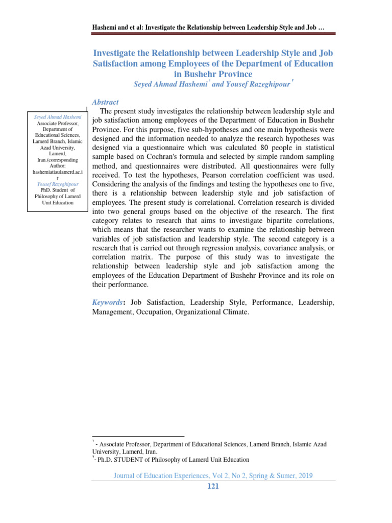 Article | PDF | Leadership | Job Satisfaction
