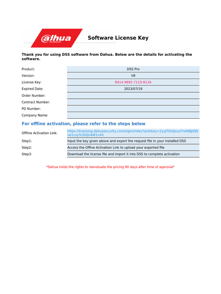 Software License Key from DahuaSecurity | PDF
