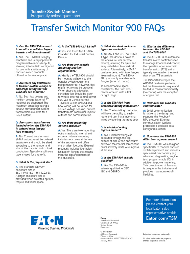 TSM-900 Faq Sa140007en | PDF | Switch | Computer Monitor