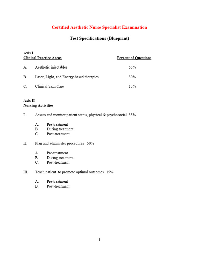 Test Specifications | Download Free PDF | Therapy | Nursing