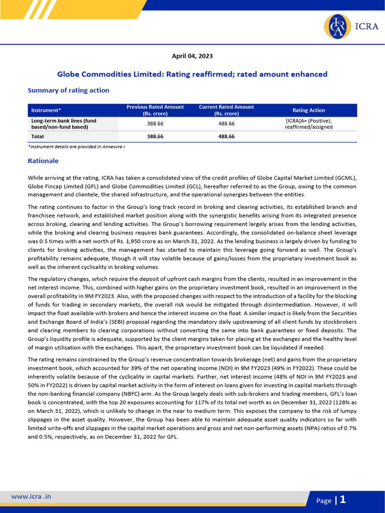 Globe Commodities Limited | PDF | Capital Market | Investing