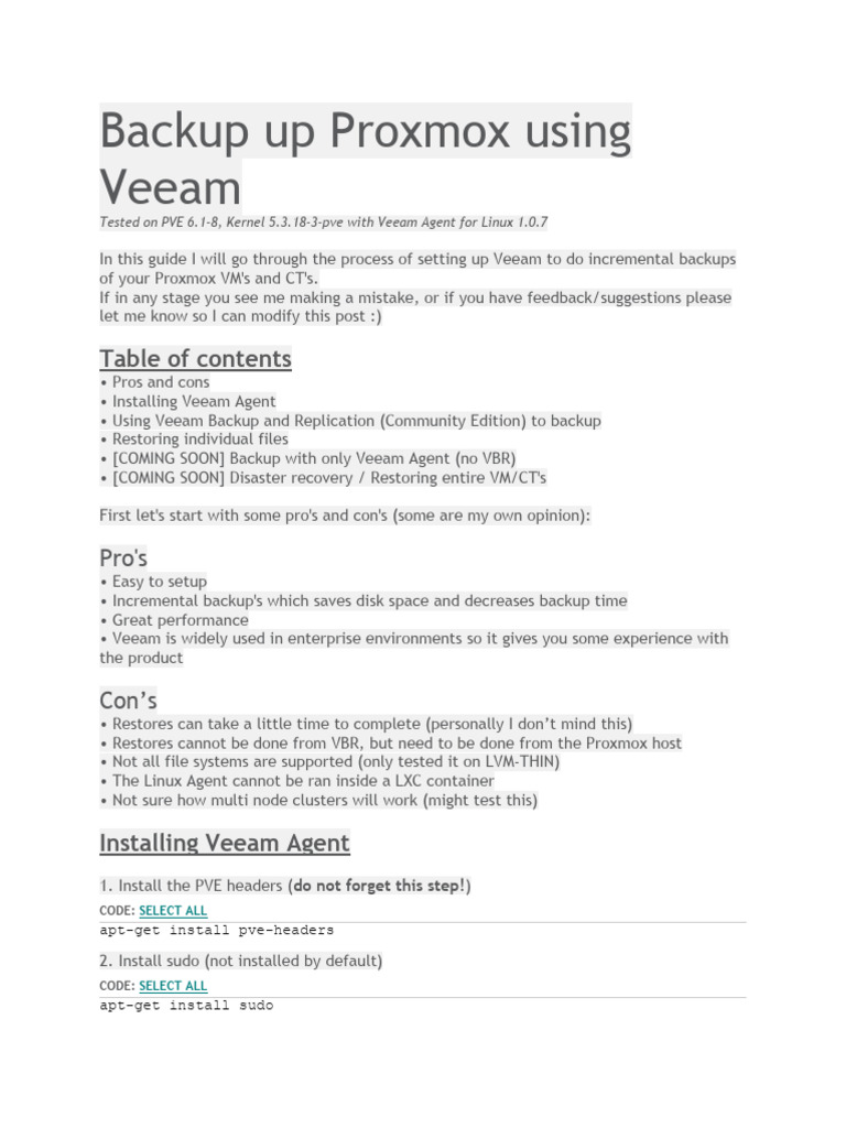 Veeam Backup Up Proxmox Using | Download Free PDF | Backup | Software Repository