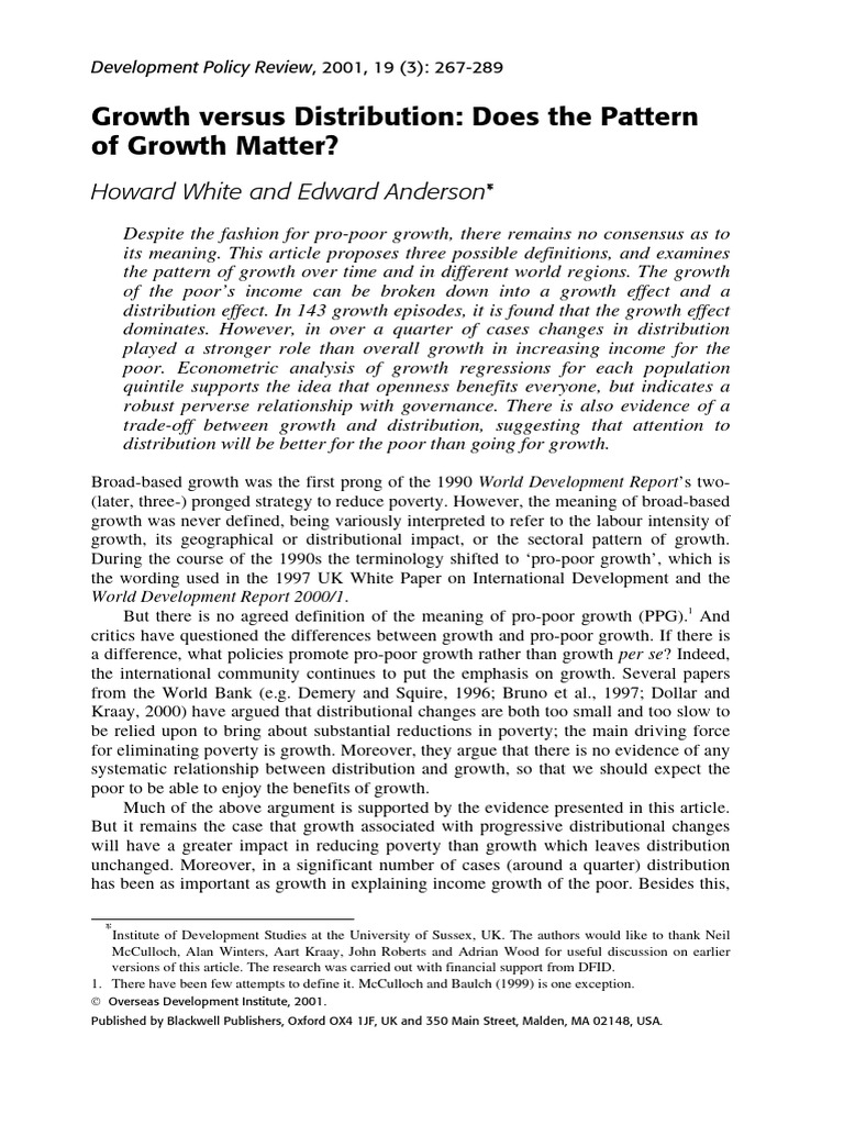 Growth Vs Distribution | PDF | Poverty | Poverty & Homelessness
