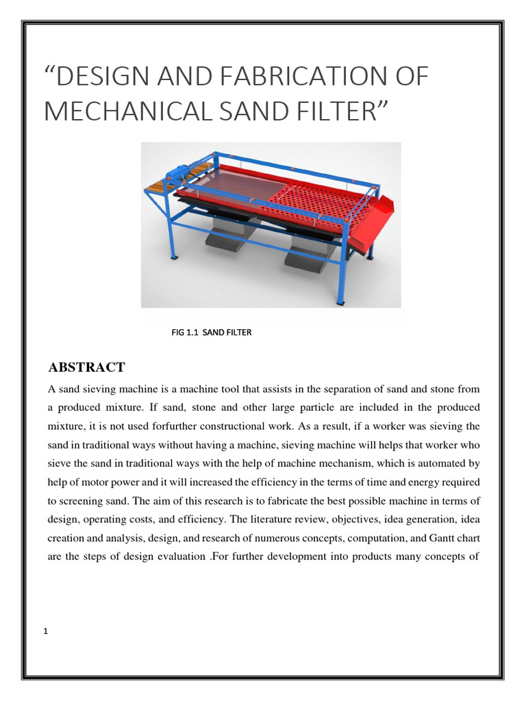 Design and Fabrication of Mechanical Sand Filter | PDF | Gravel | Machines