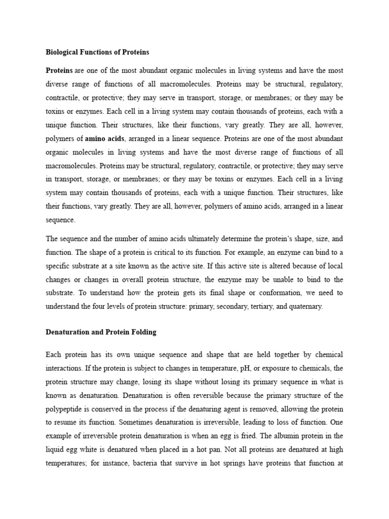 MBC 225 Biological Functions of Proteins | PDF | Proteins | Enzyme