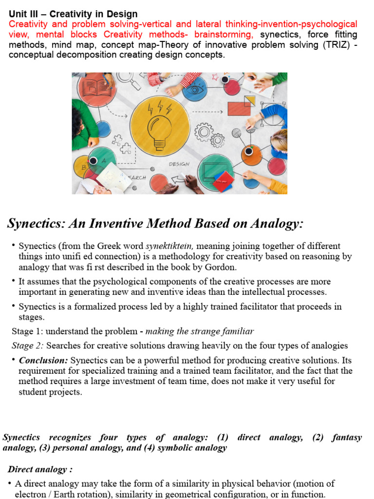 Unit III – Creativity in Design | PDF