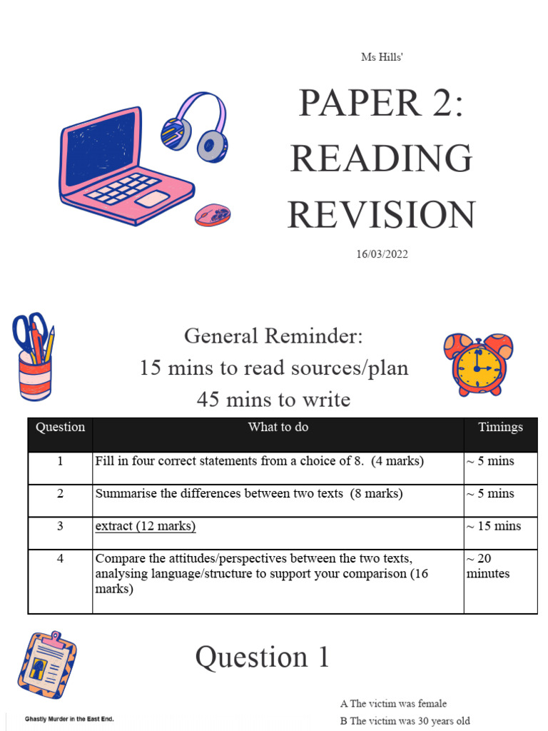 Y11 Paper 2 Reading Revision LHI 2022 | PDF | General Fiction