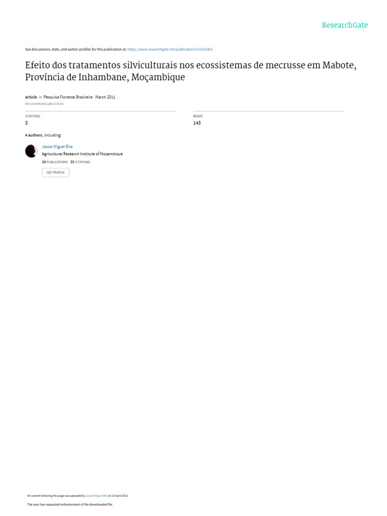 Efeitos de Tratamentos Silviculturais no Mecrusse | PDF | Madeira ...
