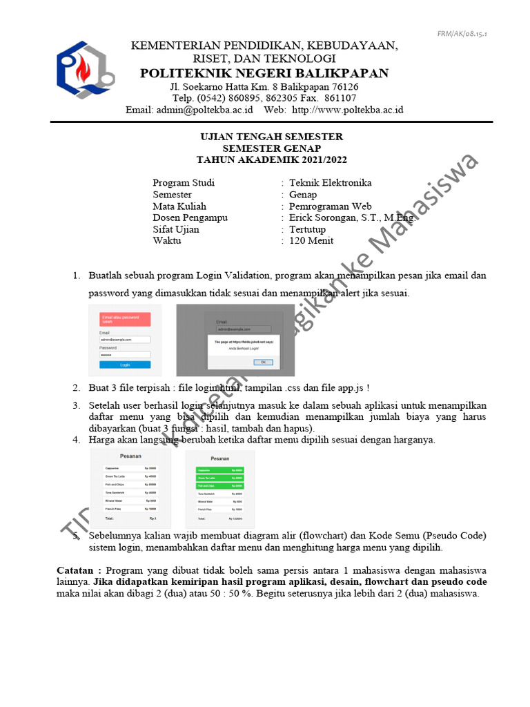 Soal UTS Pemrograman Web | PDF