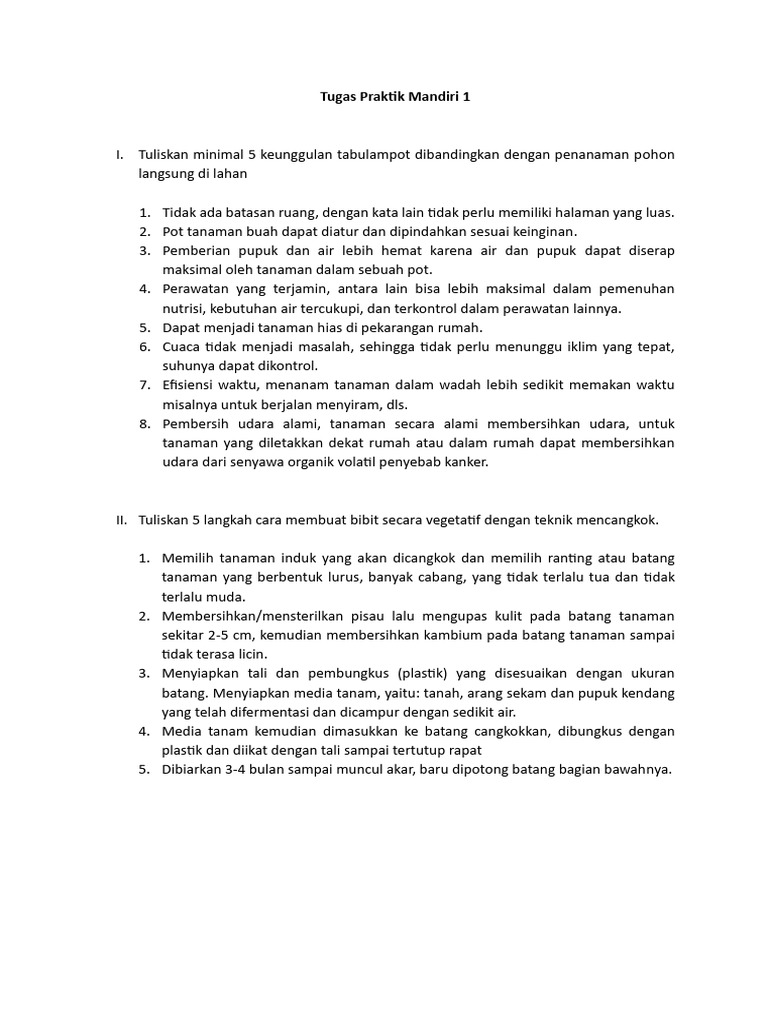 TPM1 - Budidaya Tabulampot | PDF