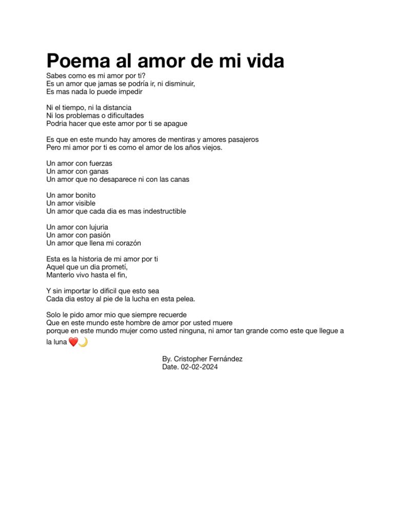 Poema Al Amor de Mi Vida | PDF