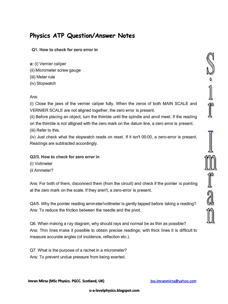 physics atp notes | PDF | Thermometer | Temperature