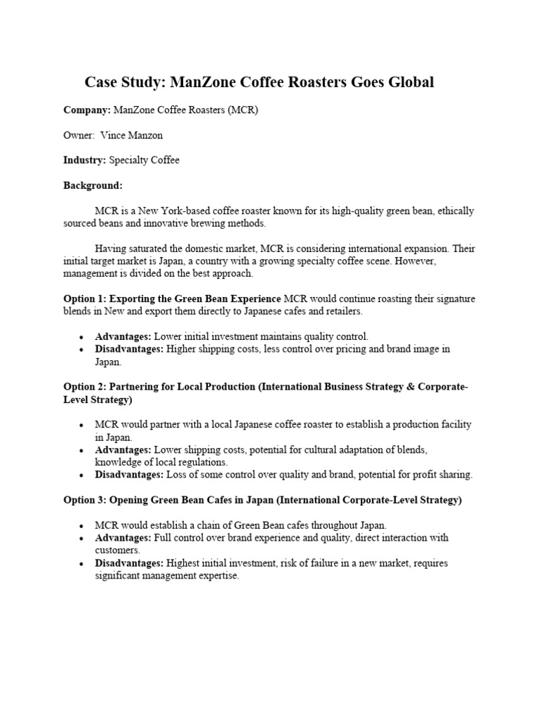 Case-Study.International-Strategy | PDF | Coffee | Exports