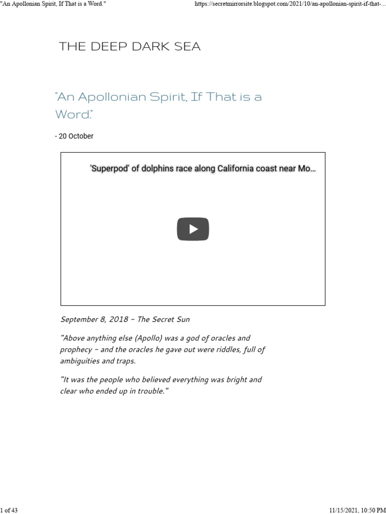 An Apollonian Spirit, If That Is A Word. | PDF | Apollo | Oracle