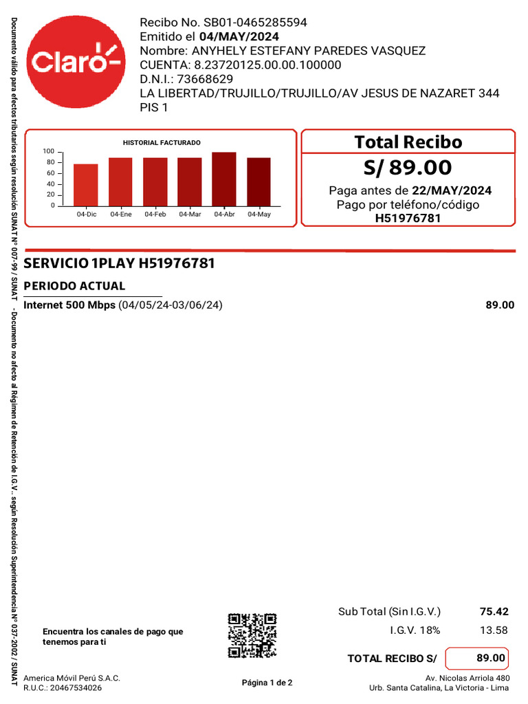 Recibo Claro: Pago y Canales 2024 | PDF | Industrias de servicio ...