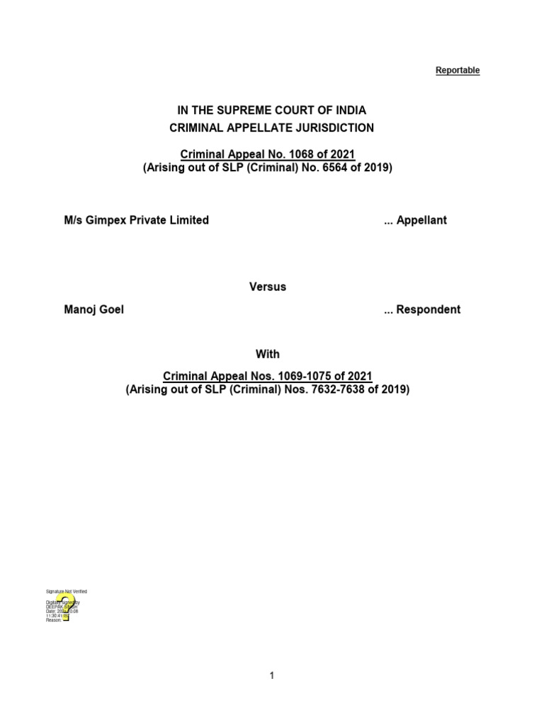 Parties Shall Proceed As Per Settlement Agreement and Original 138 NIA ...