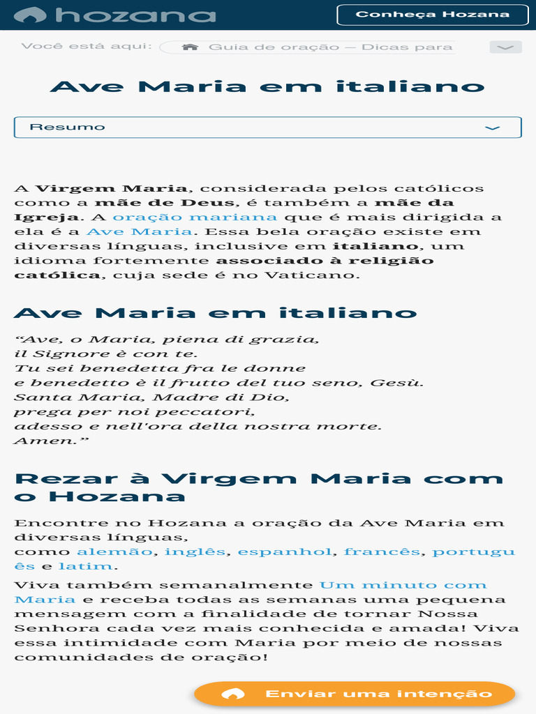 Ave Maria em Italiano - Hozana | PDF