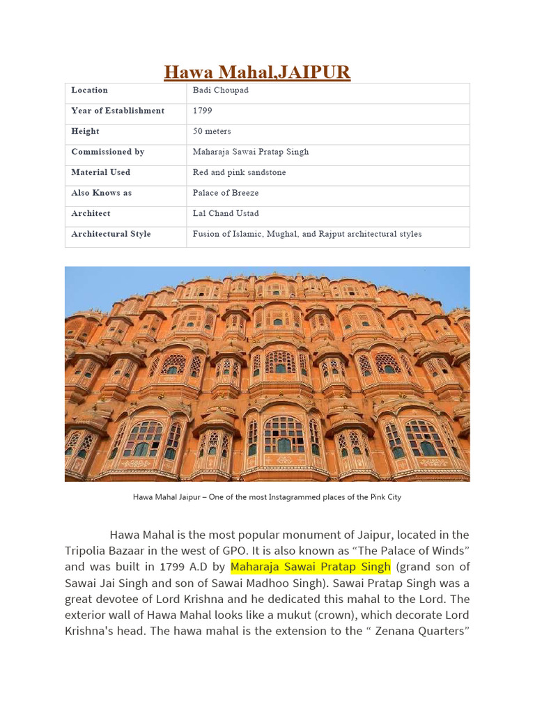 Hawa Mahal | Download Free PDF | Architectural Design | Architecture