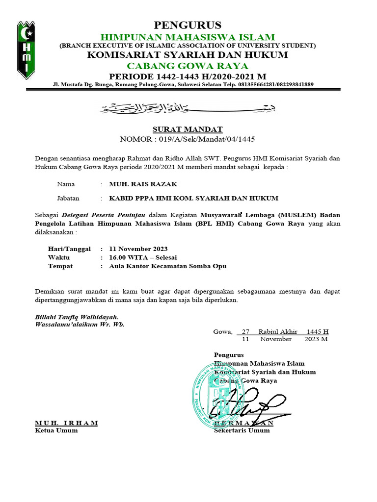 Surat Mandat Delegasi Bpl | PDF