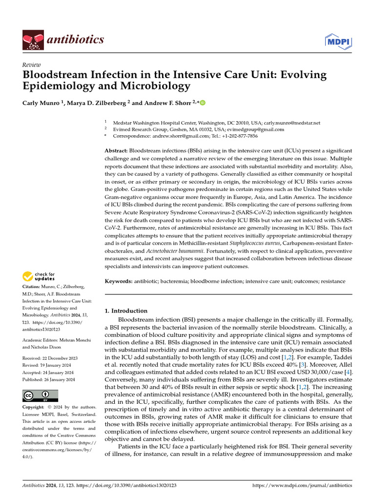 Bloodstream Infection in The Intensive Care Unit E | PDF | Intensive ...