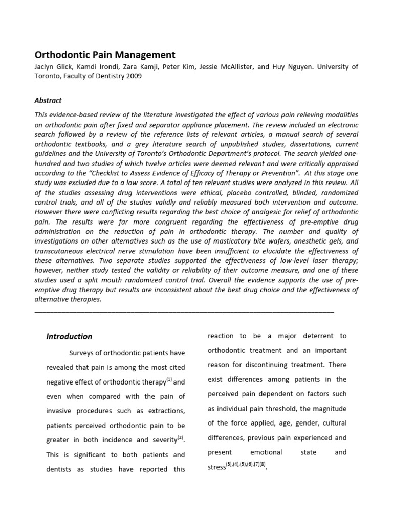 Orthodontic Pain Management | PDF | Analgesic | Randomized Controlled Trial