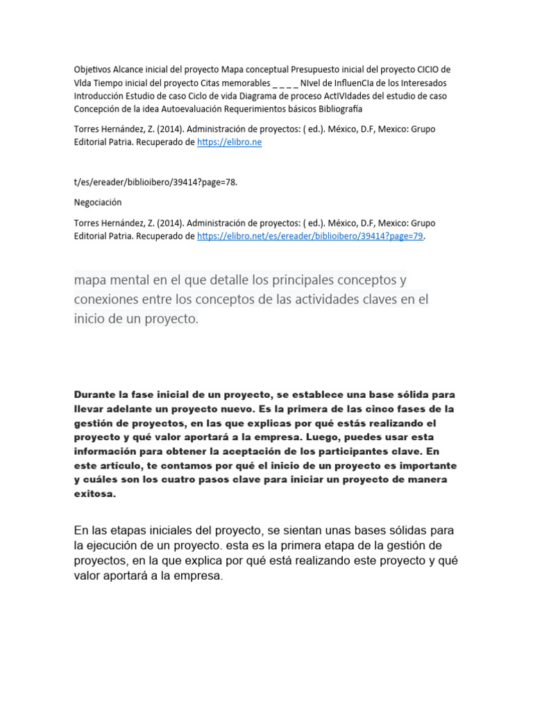 Objetivos Alcance Inicial Del Proyecto Mapa Conceptual Presupuesto Inicial Del Proyecto CICIO de ...