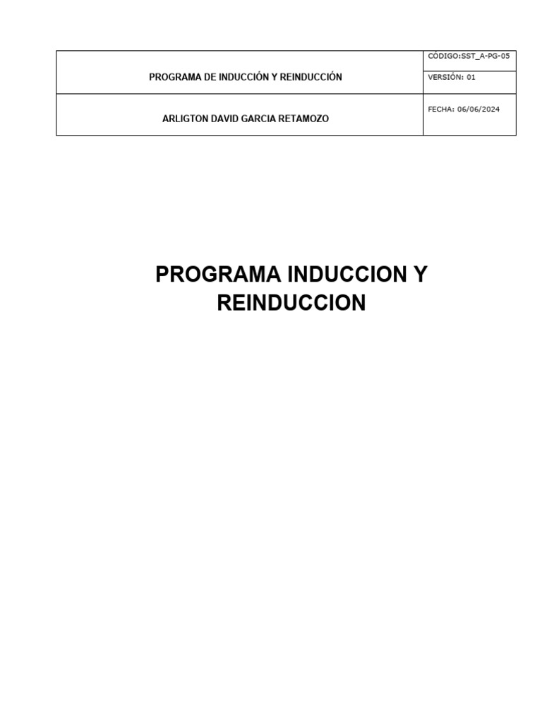 Programa Induccion y Reinduccion | PDF | Evaluación
