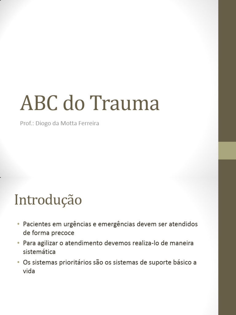 Sistema ABC do Trauma em Emergências | PDF | Medicina Clínica ...