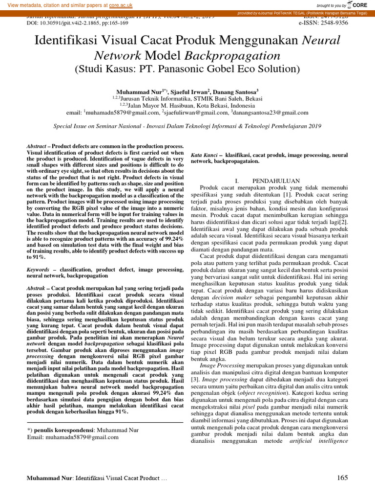 Identifikasi Visual Cacat Produk Menggun | PDF