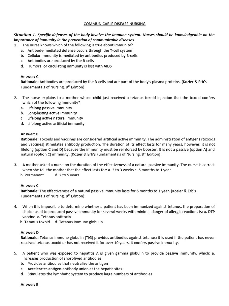 COMMUNICABLE-DISEASE-NURSING Sample Quiz | PDF | Hepatitis B | Hepatitis
