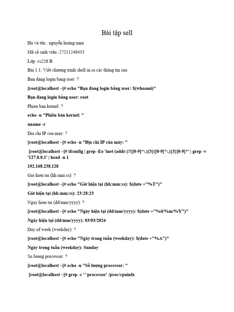 File Bài Tập Sell | PDF