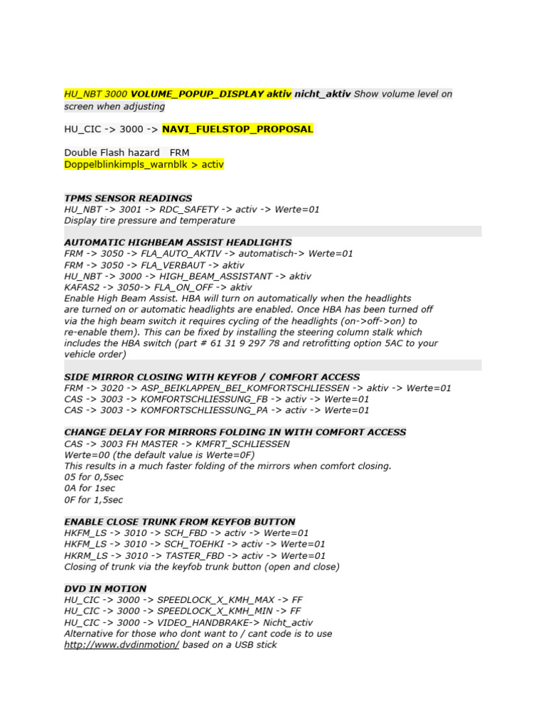 BMW F10 Coding | PDF | Headlamp | Computing