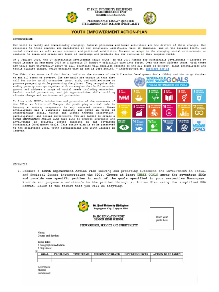 Youth Empowerment Action Plan Sss | PDF | Sustainability | Sustainable ...