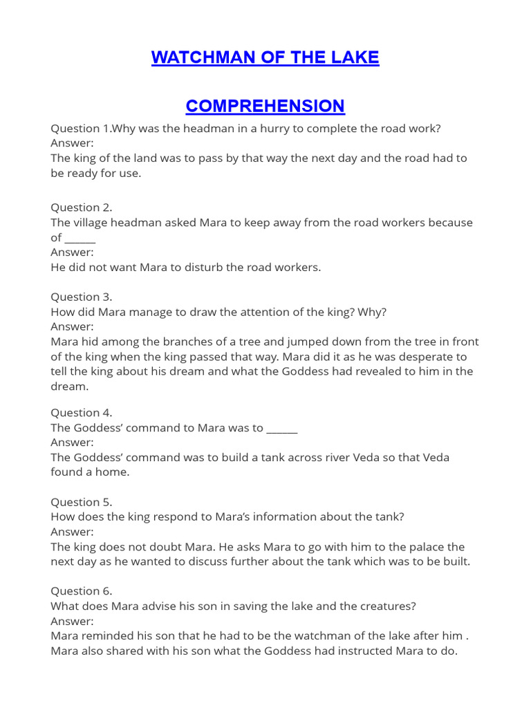 Notes on Watchman of the Lake | PDF