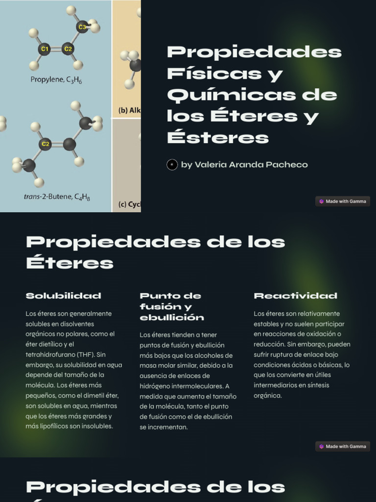 Propiedades Fisicas y Quimicas de Los Eteres y Esteres | PDF | Ester | Éter