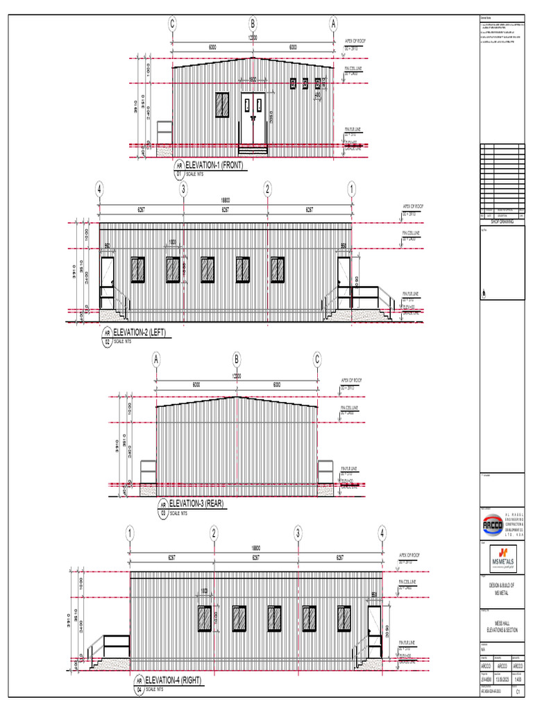 ARC-MSMI-SDW-AR-20003-Mess Hall Elevations | PDF | Civil Engineering | Building Engineering