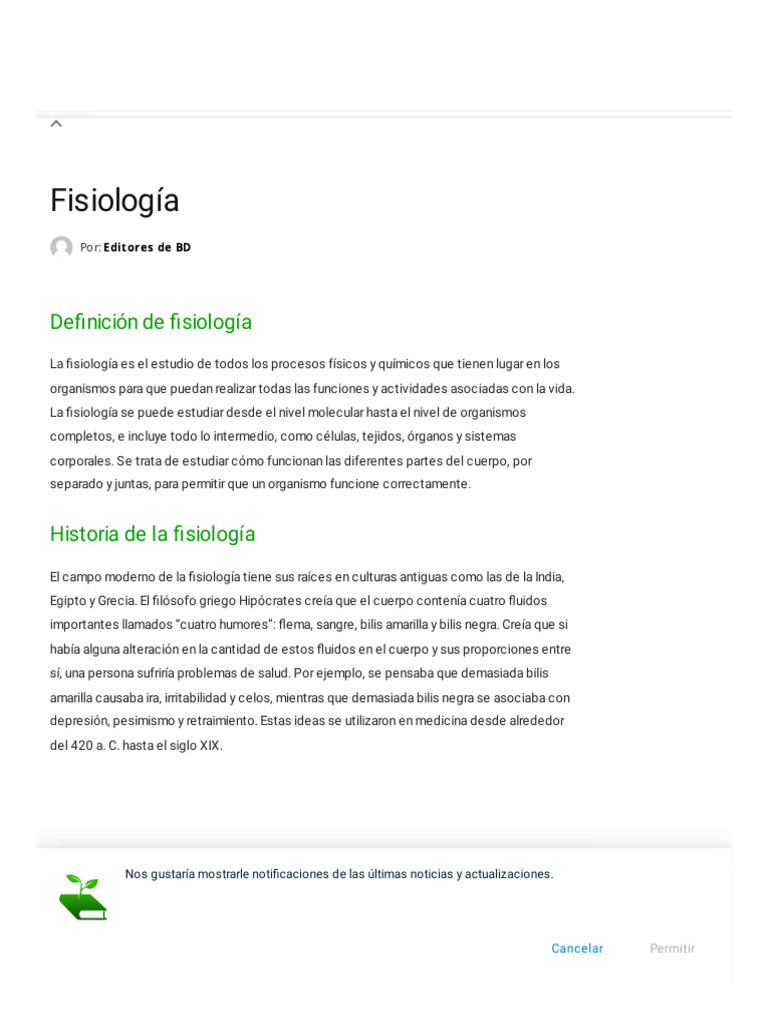 Fisiología - Definición, Especialidad e Historia - Diccionario de Biología | PDF | Fisiología ...