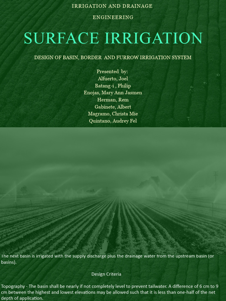 Basin and Border Irrigation Design | PDF | Drainage Basin | Irrigation
